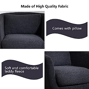 Vliekcy Swivel Accent Chair, Modern Curved Back Accent Sofa with Pillow, 360 Degree Swivel Single Sofa Armchair for Home Living Room Bedroom Office - Black