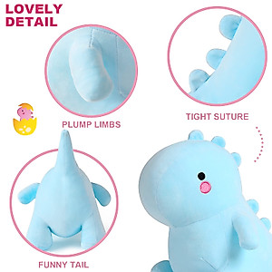 Ditucu Cute Dinosaur Stuffed Animals Toys Plush Dolls Soft Dino Plushie Birthday Gifts for Kids Girls Boys Blue 10 inch