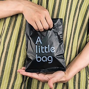 ysmile Plastic Shopping Bag for Business Small Merchandise Bag with Handle Retail Die Cut 5.9"x7.8" 50 ct - Black Little Bag