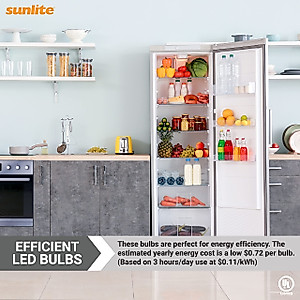 Sunlite 45162 LED A15 Appliance Clear Light Bulb, 6 Watts (40W Equivalent), 450 Lumens, Medium Base (E26), 90 CRI, Dimmable, ETL Listed, Ceiling Fan, Title-20 Compliant, 3000K Warm White, 6 Count