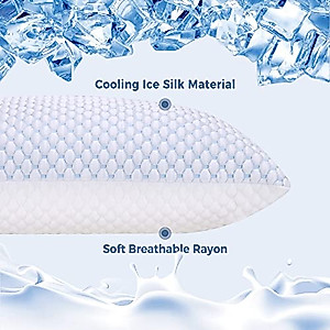 OSBED Shredded Memory Foam Pillows Queen Size Set of 2, Cooling Pillows for Sleeping 2 Pack, Adjustable Loft Bed Firm or Soft Pillows for Side, Back, Stomach, Hot Sleepers (20"x 30")