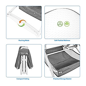 Pamo Babe 2in1 Bassinet Quick Foldable Travel Crib Portable Rocking Bassinet（Grey）