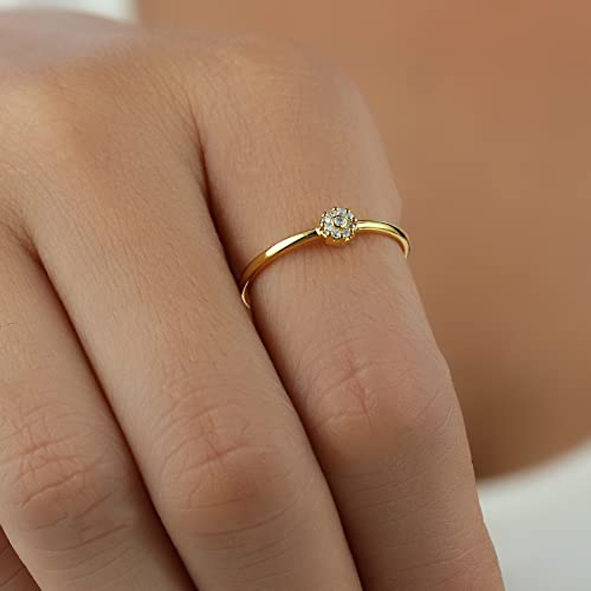 CARATRIO Engagement Rig for Women, 14k Solid Gold Lab grown Cluster Ring for wedding |Bridal gold ring promise ring |Jewellery Gift | Birthday Gift For Gold (7.5, Rose Gold)