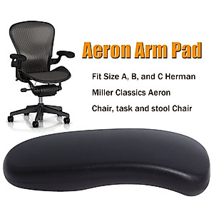 Office Chair Arm Pads Replacement for Herman Miller Classic Aeron Chair Graphite, 2Pack 100% Polyurethane Finish, Black