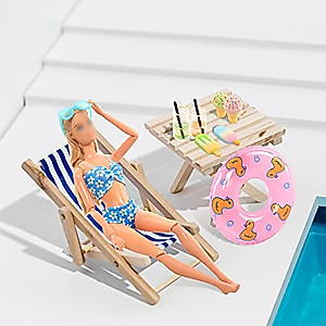 Lot 26 Pack Doll Clothes and Accessories Beach Bathing Set Including 5 Swimsuit 1 Bathrobe 2 Swimming Rings with 18 pcs Glasses Shoes Drinks for 11.5 inch Girl Dolls