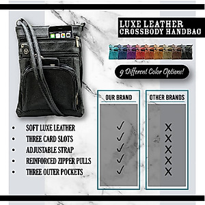 Steeltime Unisex Super Soft Leather Crossbody Bag with 6 Compartments & Carrying Strap | Crossbody Bags for Women, Men | Bolsos Para Mujer | Purple