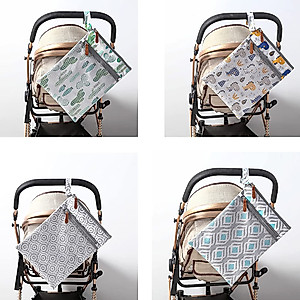 MOMIGO Wet Dry Bags for Baby Cloth Diapers - Reusable, Washable for Stroller, Diapers, Toiletries, Travel Bags, Beach, Pool, Gym Bag with Two Zippered Pockets (Grey)