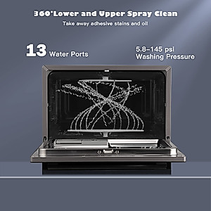 COSTWAY Countertop Dishwasher, 6 Place Settings Built-in Dishwasher with 72 H Preserve, Air Dry Function, LED Touch Control, 5 Washing Programs, Dish Washer for Apartments, Dorms, RVs (with doorknob)