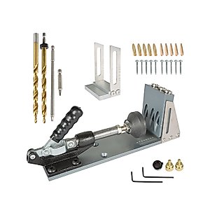 findmall Pocket Screw Jig Upgraded All-Metal Pocket Screw Jig Professional Woodworking Dowel Jig Kit Adjustable and Easy to Use Fit for Carpentry Joinery Men