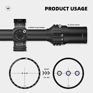 Vector Optics Sentinel X 10-40x50 SFP Center Dot 1/8MOA Rifle Scope Designed for 25 Meters Benchrest Target Shooting, Side Focus Min at 10 M, Turret Lock System.