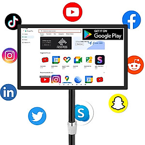 AYSTekMann 15.6'' Interactive LCD Digital Signage Display Advertising Kiosk with wireless screen mirroring,5G WiFi 4+64GB With Auto Play All in One Android with Adjustable Metal Floor Stand