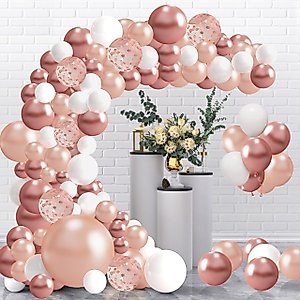 Rose Gold Balloons 135PCS Rose Gold Balloon Arch Kit Rose Gold Party Decoration Balloon Arch Rose Gold Rose Gold White Decoration for Birthday Wedding