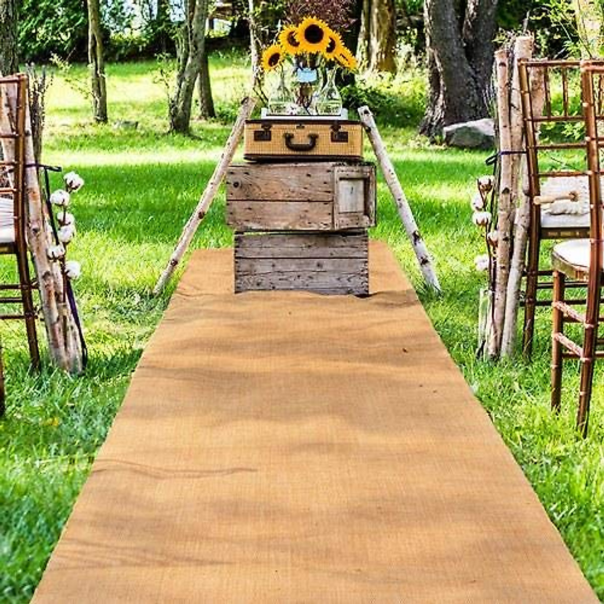 AK TRADING CO. 36 x 100ft All Natural Jute Burlap Aisle Runner - Natural