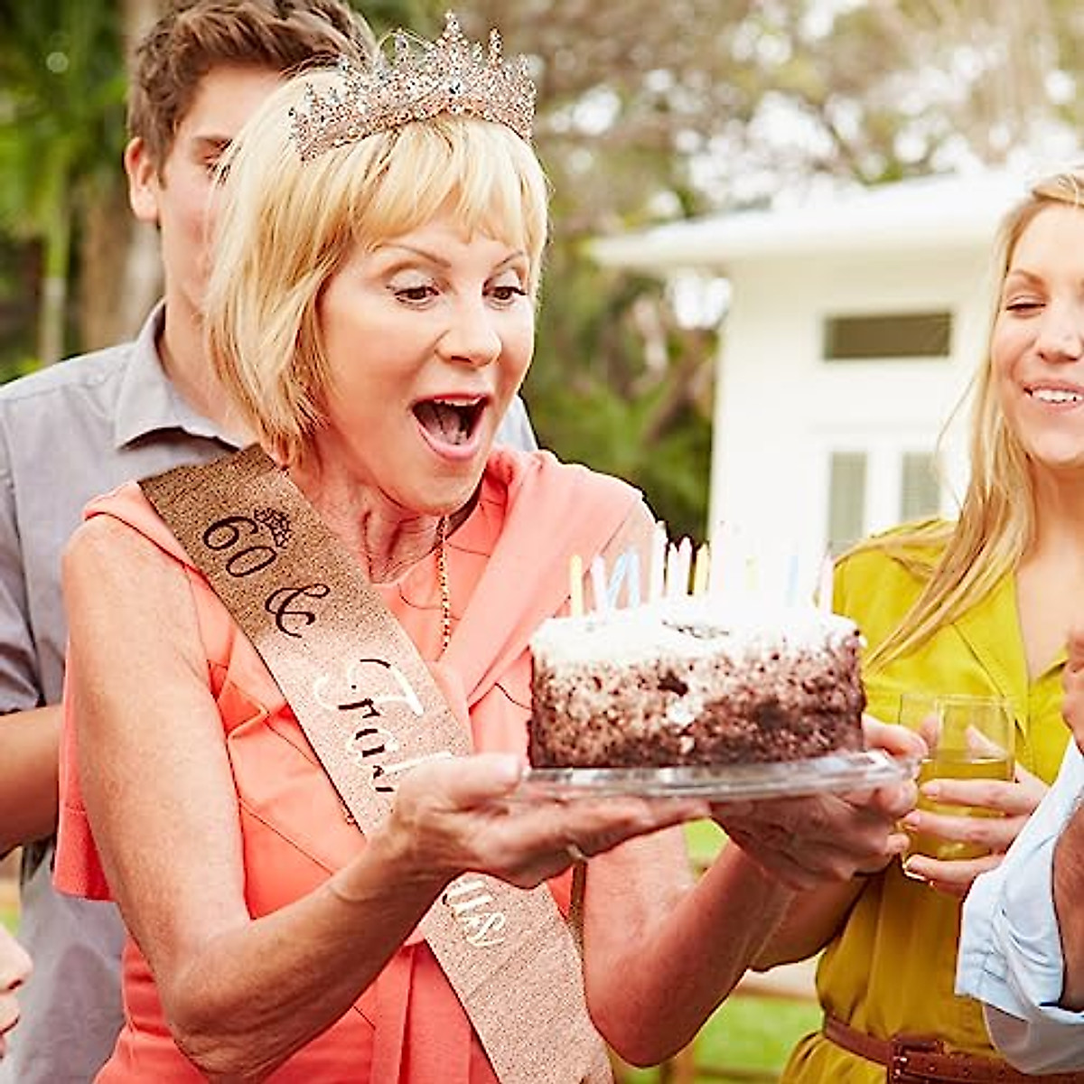 TOBATOBA 60th Birthday Decorations Women, Rose Gold Birthday Sash Birthday Tiaras and Crowns for Women, 60 and Fabulous Birthday Decorations for Women, 60th Birthday Gifts Women Birthday Party Favors