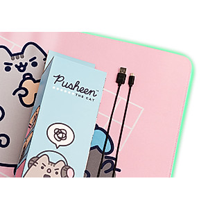 Erik Official Pusheen XXL RGB Gaming Mouse Mat | LED Mouse Mat | 900x400x4 mm Non-Slip Rubber Base Mouse Pad RGB, RGB Gaming Mouse Pad, Keyboard Mouse Mat | Pusheen Gifts | Kawaii Gaming