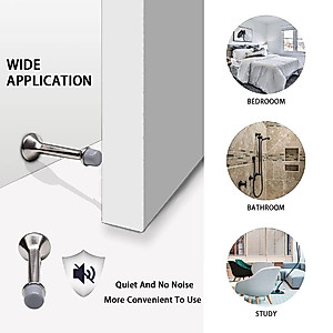 Cosnys 4 Pack 3" Heavy Duty Solid Rigid Door Stop with Soft Rubber Tip, Zinc Die Cast Metal Door Stopper Protect Wall & Door, Brushed Satin Nickel