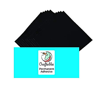 Craftables Black Vinyl Sheets - Permanent, Adhesive, Glossy & Waterproof | (10) 12" x 12" Sheets- for Crafts, Cricut, Silhouette, Expressions, Cameo, Signs