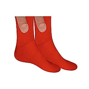 ONablvd 1 Pair Fun Formal Socks Pattern Fun Casual Socks Bag Cotton Novelty Show Off Socks for Women Men (Red, One Size)