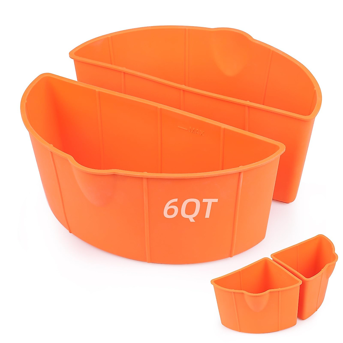 Silicone Crock pot Liner Fit 6-7 Quart Oval Slow Cooker Reusable Leakproof Easy Clean Cooking Bags Divider Dishwasher Safe (Orange)
