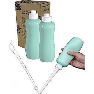 Hibbent 2 Pack Portable Bidet Sprayer, Travel Bidet with Handheld Bidet Bottle for Personal Hygiene Care, Personal Cleansing Use, Extended Nozzle, 17oz(500ml) Bathroom Toilet Bidet Spray, Green