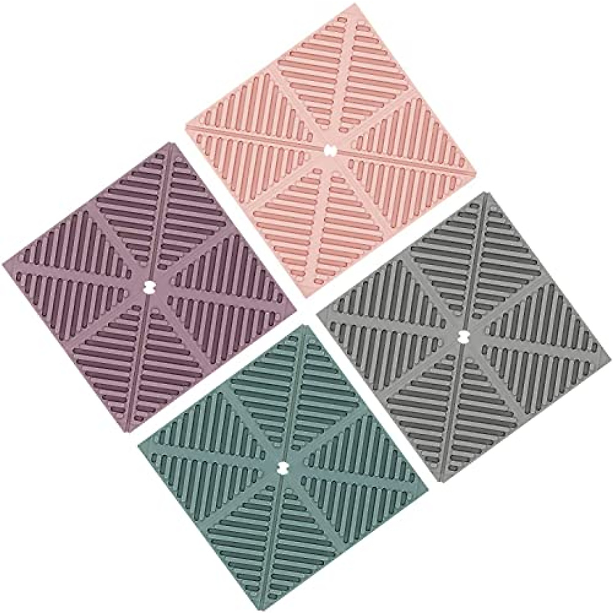 4 Silicone Trivet Mats Foldable- 446°F Heat Resistance Trivets for Kitchen Counter, Table, Pots, and Pans - Multipurpose Silicone Mats Pot Holders - Mixed Colors Trivets Set for Hot Dishes