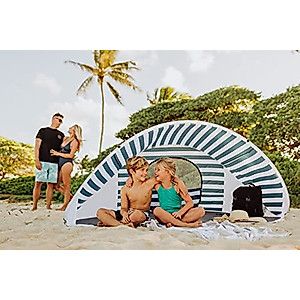ONIVA - a Picnic Time brand - Manta Portable Beach Tent - Pop Up Tent - Beach Sun Shelter Pop Up, (Navy Blue & White Stripe)