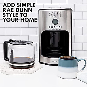 Rae Dunn Programmable Drip Coffee Maker, Coffee Pot for Kitchen, Electric Coffee Machine for Brewing Coffee, Black