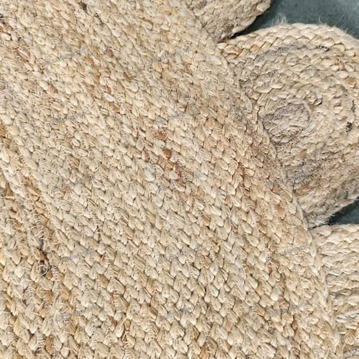 The Rug Cafe 4X4, 5X5, 6X6,Feet Natural Jute Scallop Round Rug, Floor Scalloped Edge Rug Braided Boho Eco Large Circular Handmade Area Rugs (Natural, 5X5 Ft Round Rug)