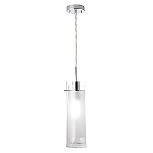Globe Electric 64023 1-Light Pendant, Polished Chrome Finish, Clear Glass Shade with Frosted Glass Insert, E26 Base Socket, Pendant Light Fixture, Adjustable Height, Light Fixture Ceiling Hanging
