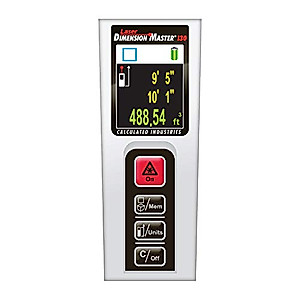 Calculated Industries 3356 Laser Dimension Master 130 Compact Digital Distance Measurer with 130-foot Range and Bright Color Display for Real Estate and Interior Design Pros
