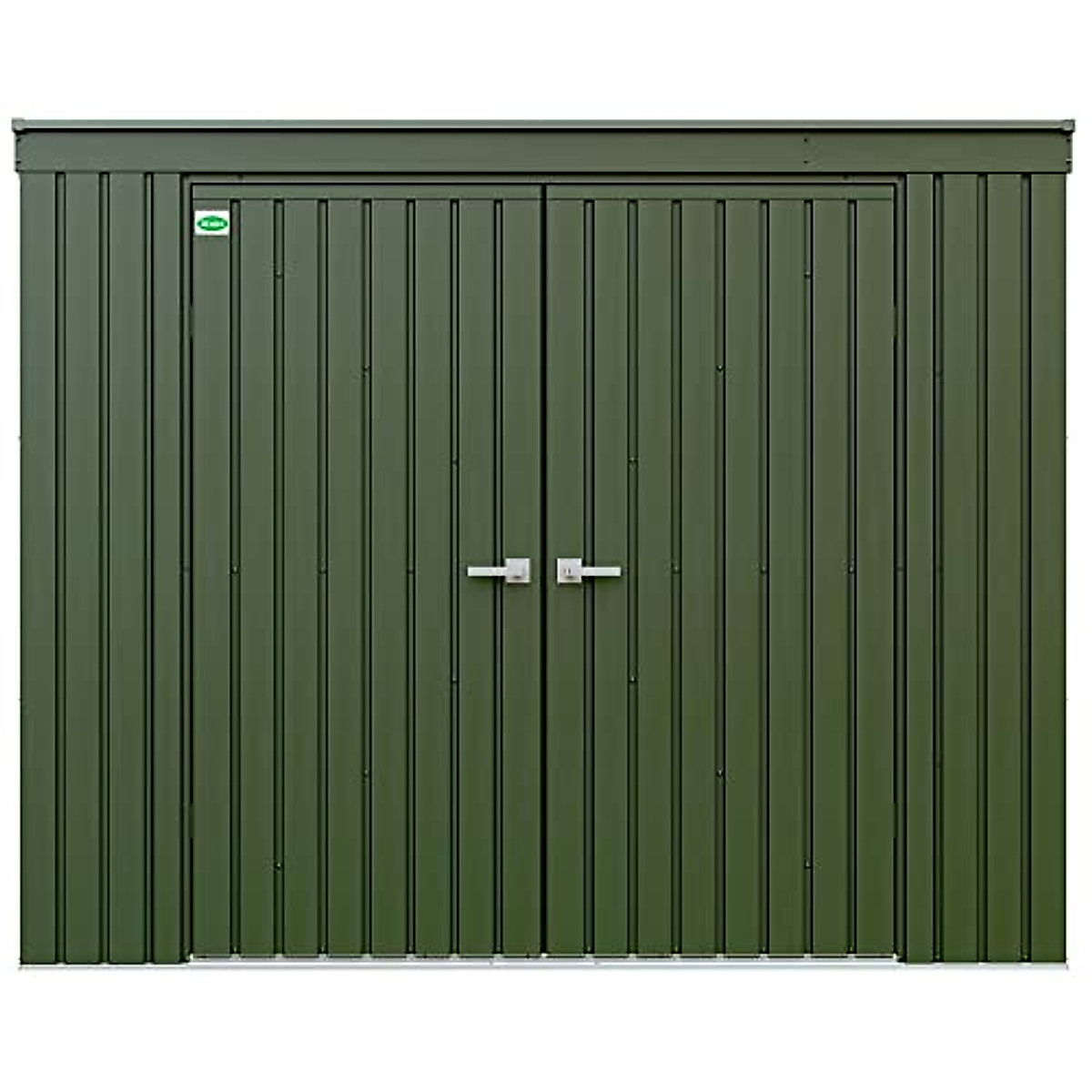 Scotts 8' x 4' Garden Storage Shed Outdoor Lockable Water-Resistant Steel Building with Tool Hanger and Pent Roof, Green