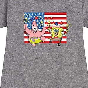 HYBRID APPAREL - Spongebob Squarepants - Patrick Sparkers Flag - Toddler & Youth Girls Fleece Dress - Size 2T Heather Grey
