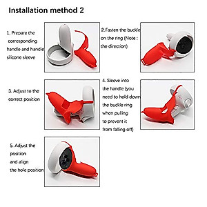 Oculus Quest 2 VR Glasses Handle Silicone Cover Semi-Pack Anti-Slip and Anti-Fall Protection Accessories (red)