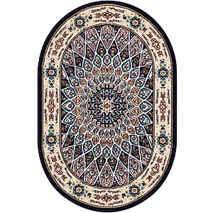 Rugs.com Rabia Collection Rug – 2' 2 x 3' Oval Navy Blue Low Rug Perfect for Living Rooms, Large Dining Rooms, Open Floorplans