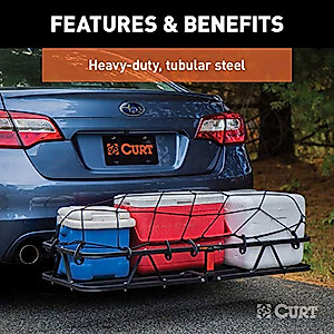 CURT 18145 48 x 20-Inch Basket Hitch Cargo Carrier, 500 lbs Capacity, Black Steel, 1-1/4, 2-In Adapter Shank