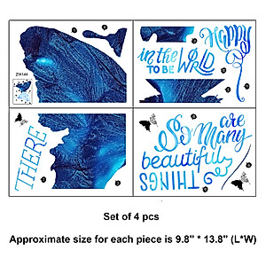 LQANG Big Blue Butterfly Wall Stickers to Be Happy Inspirational Quotes Window Decals Decorations Murals Wall Art Decorative Sticker for Cute Party Decor Supplies