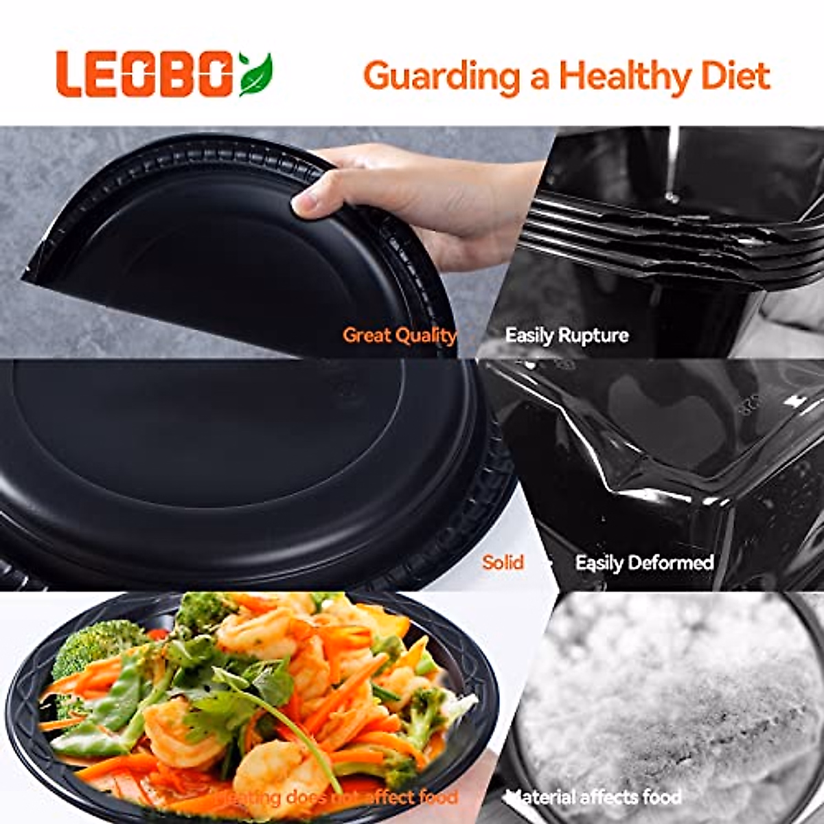LEOBOX Plastic Plates, 150 Pack Heavy Duty 9 Inch Disposable Dinner Plates Microwavable Plastic Plates Convenient for Events Plates