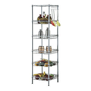 ACLULION 6 Wire Shelving Steel Storage Rack Adjustable Unit Shelves for Laundry Bathroom Kitchen Pantry Closet, Black, 14L x 13.5W x 63H