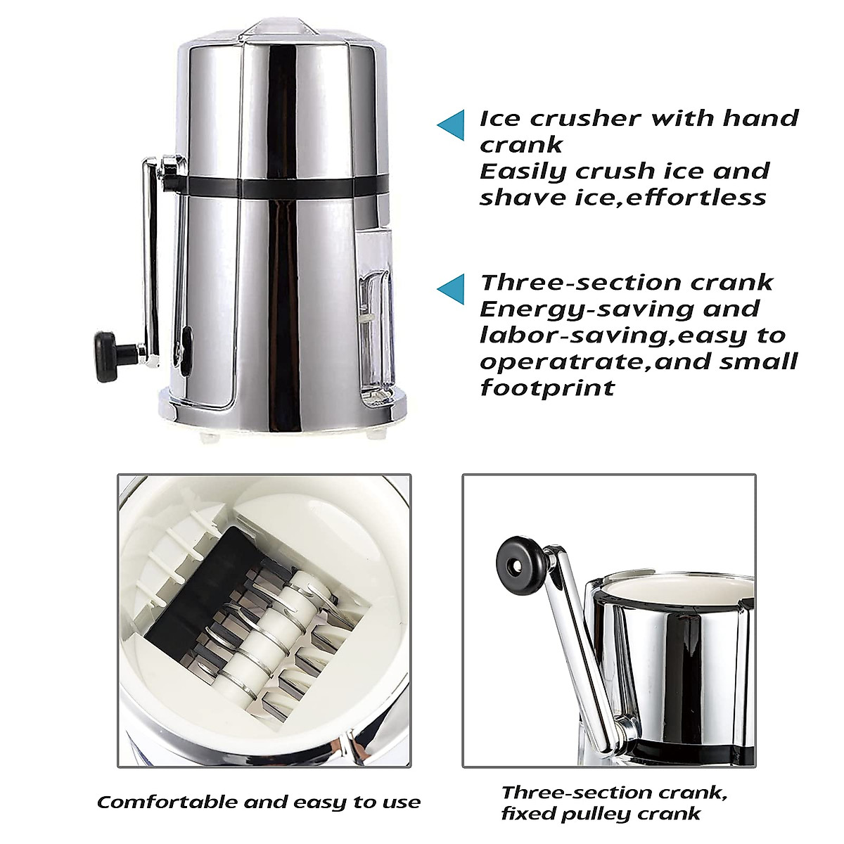 Luvitory Ice Crusher Machine for Home, Crushed Ice Maker, Easy to Use Shaved Ice Machine for Ice cube Drinks