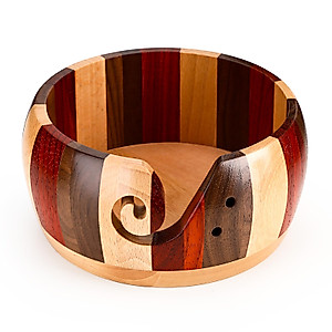 Wooden Yarn Bowls for Crocheting Crochet Bowl Knit Bowls for Yarn Crochet Basket Wool Storage Basket Round with Holes Handmade Craft Crochet Kit Organizer Perfect for Mother's Day (Multicolor)