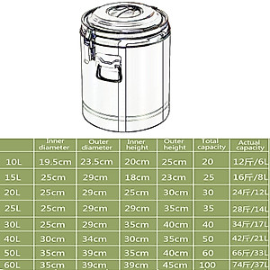 ORPAGU Stainless Steel Insulated Barrel，Insulated Milk Tea Bucket Insulation and Cold Tea Water Milk Soup Coffee Stainless Steel Beverage Dispenser LYWY (Color : Silver, Size : 60L)