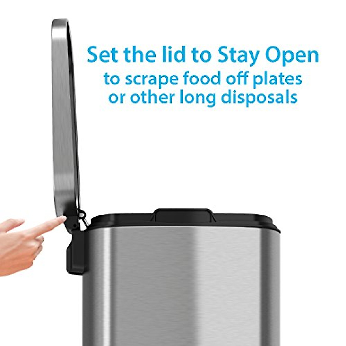 iTouchless SoftStep 8 Gallon Step Trash Can with Odor Control System & Removable Inner Bucket, Stainless Steel 30 Liter Pedal Garbage Bin for Office, Home and Kitchen