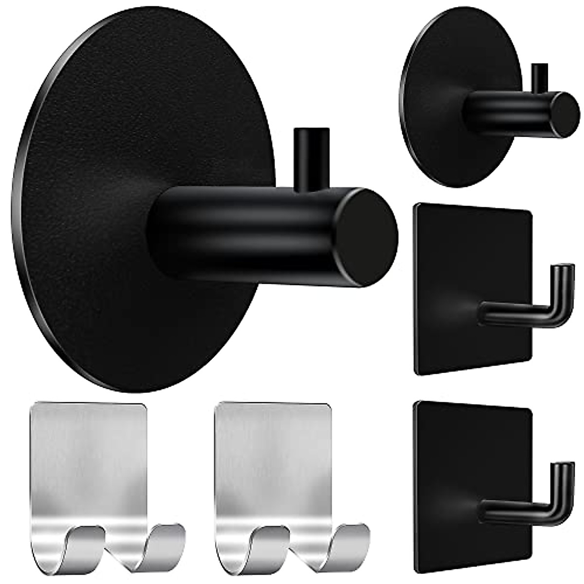 Stondino 6 Pcs Adhesive Hooks Command Hooks for Hanging Towel Hooks Command Strips Heavy Duty Shower Hooks for Inside Wall Hooks for Hanging Coat Hat Robe Hook Rack Wall Bedroom Kitchen