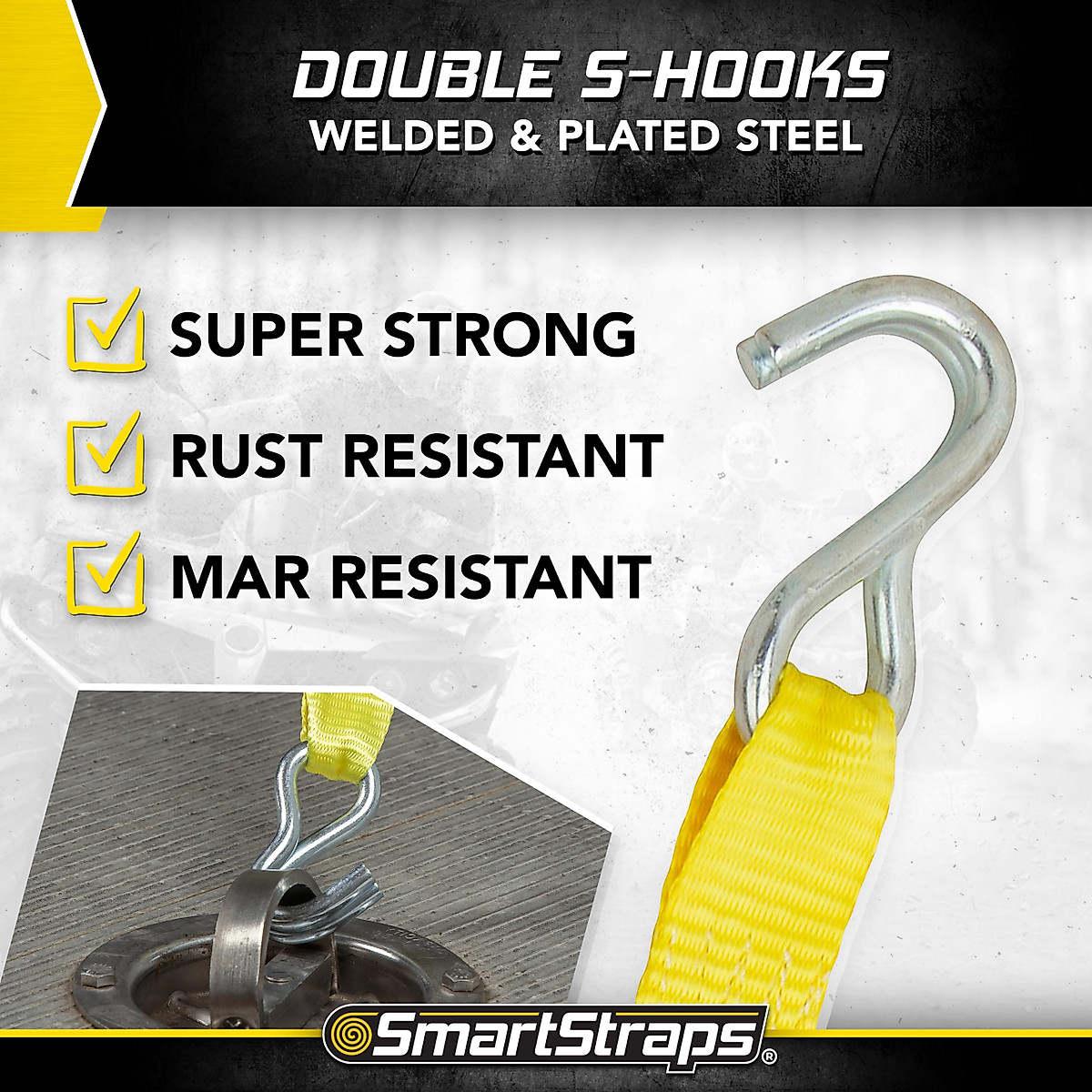 SmartStraps 14’ Ratchet Straps, 2 Pack –5,000lbs Break Strength, 1,667lbs Safe Work Load –Commercial Tie Down Straps for Heavy Duty Cargo, Haul Equipment and Vehicles