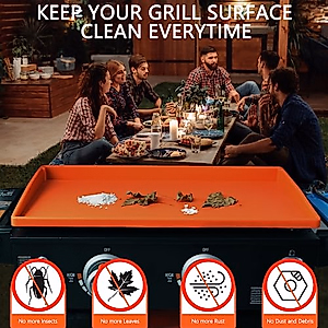 Silicone Griddle Mat with Grease Cup Liners for Blackstone 28" Griddle, High-Wall & Full-All-Encompassing Heavy Duty Food Grade Silicone Grill Buddy Mat, Protecttion Griddle from Dirt & Rust (Orange)