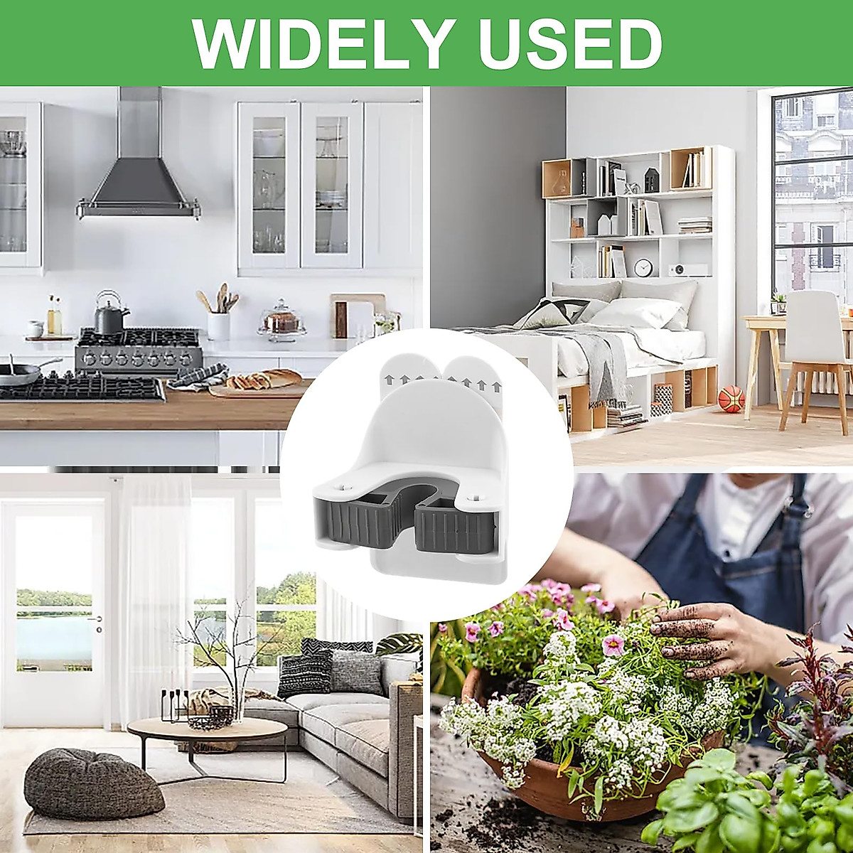 Jaeskeclip 5pcs Hanging Broom Holder, Broom Holder Wall Mount, laundry room organization, Broom and Mop Organizer Wall Hanging, for Hanging Mops, Brooms, Umbrellas, Showers, Shovels(white，black)