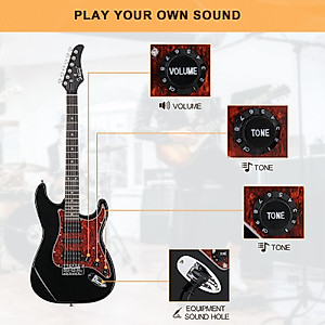 GLARRY Electric Guitar, GST Series 39 Inch Full Size HSH Pickup Beginner Starter Guitarra Electrica Includes All Accessories, and Case Bag