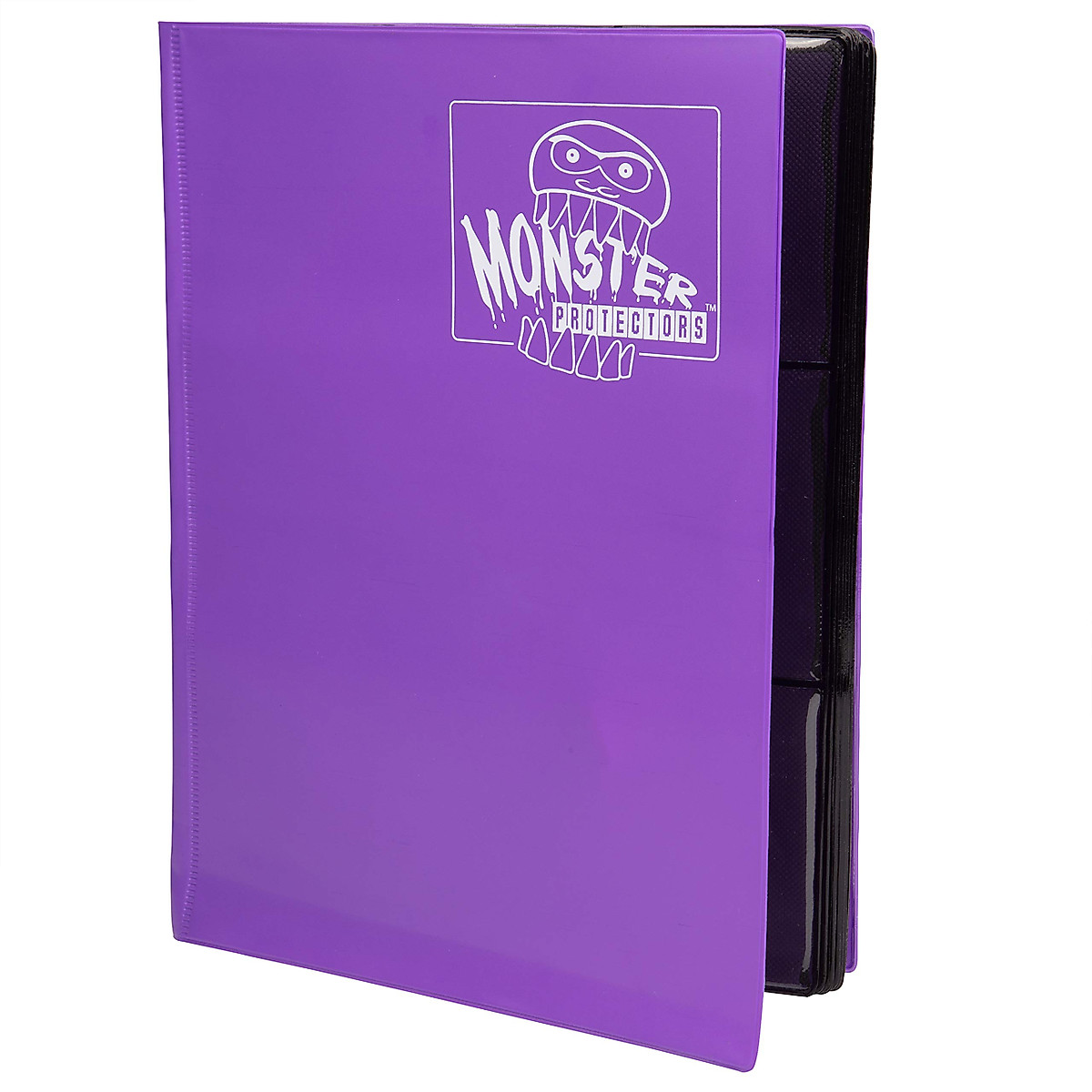 Monster Protectors 9 Pocket Trading Card Binder - Matte Purple Album, Anti-Theft & Anti-Drop TCG Protection w Side Loading Pockets, Double Sided, Holds 360 Cards, Sports, Gaming, Kpop, Christmas Gift