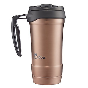 Bubba Classic Insulated Desk Mug, 52 oz, Black & bubba Hero Dual-Wall Vacuum-Insulated Stainless Steel Travel Mug, 18 oz, Rose Gold