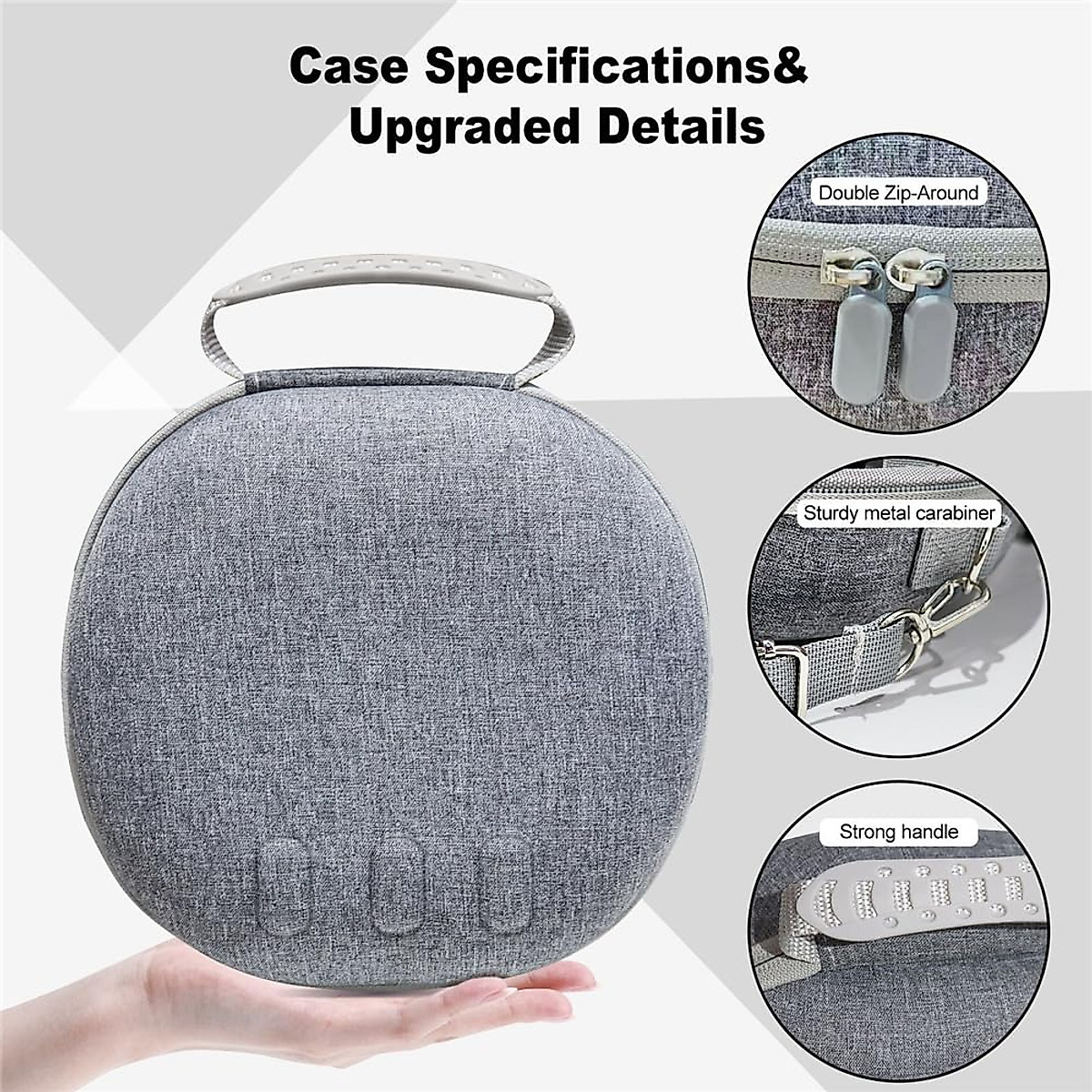 Zhixteu Case for Meta Quest 3, Hard Carrying Case for Meta Quest 3 Accessories, All-in-One Travel Case for VR Headset, Head Strap, Controller Accessories for Meta Quest 3 (grey)